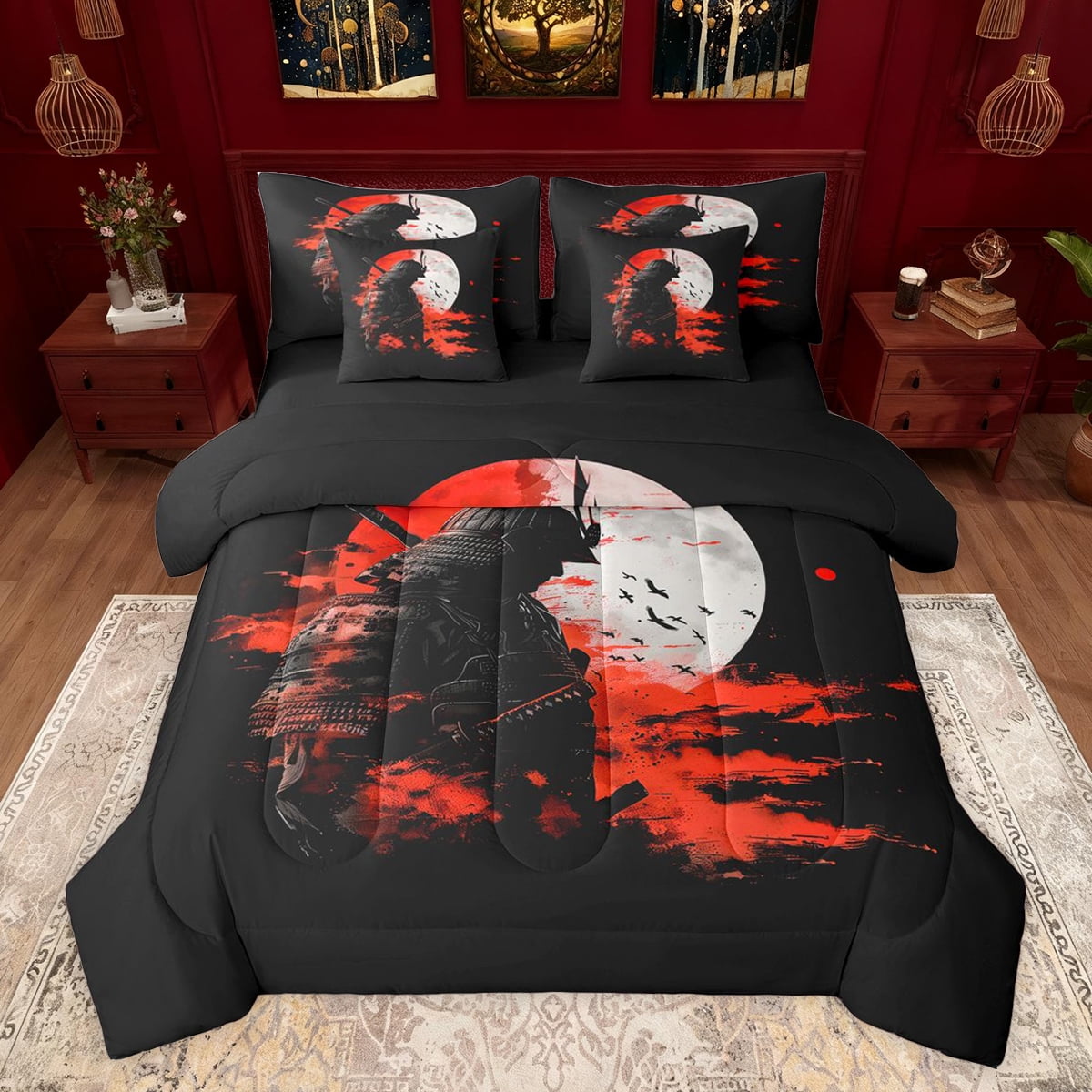 Castle Fairy Japanese Samurai Twin Bedding Sets 7-Piece for Kids Teens ...
