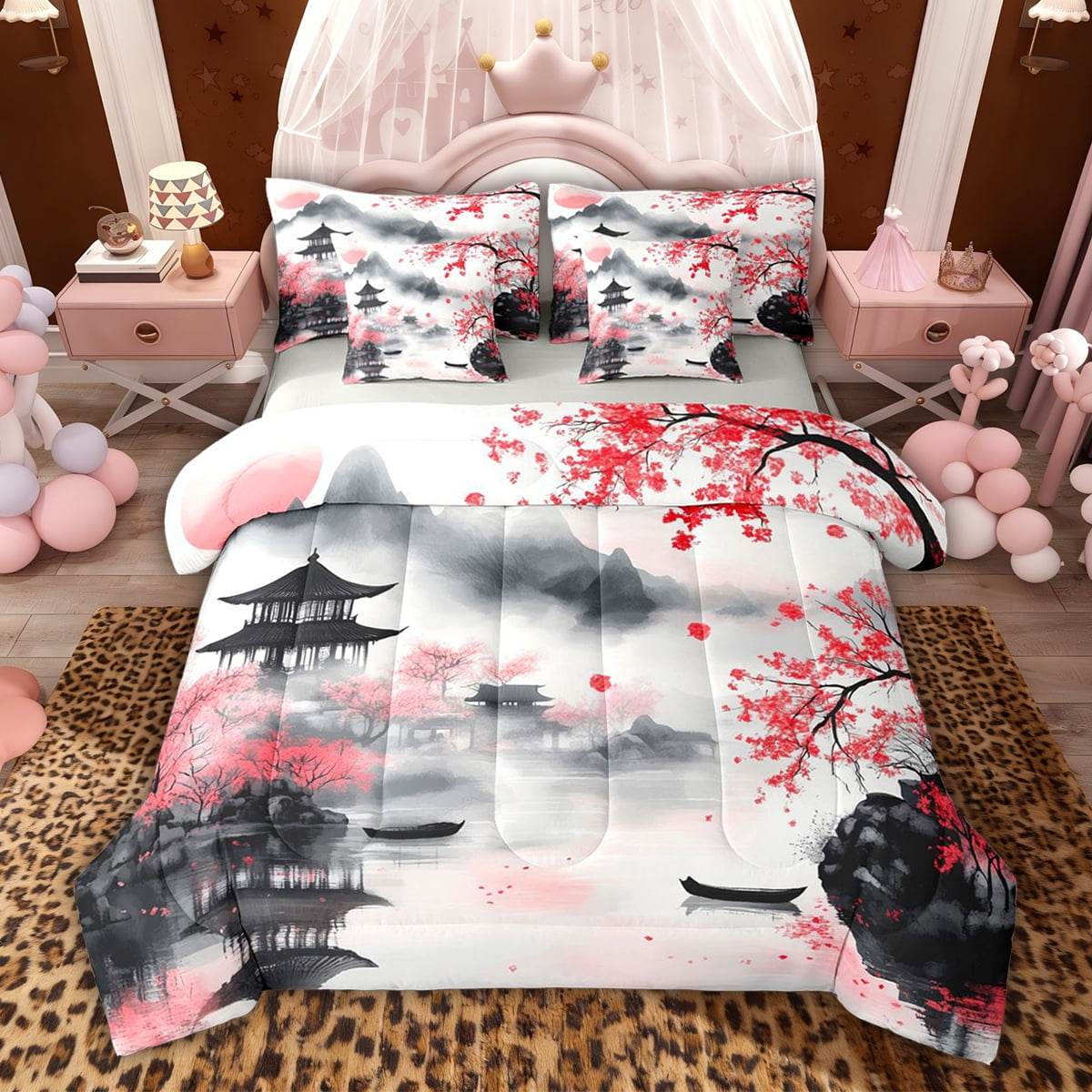 Castle Fairy Japanese Style Bedding Comforter Set,Oriental Ukiyoe ...