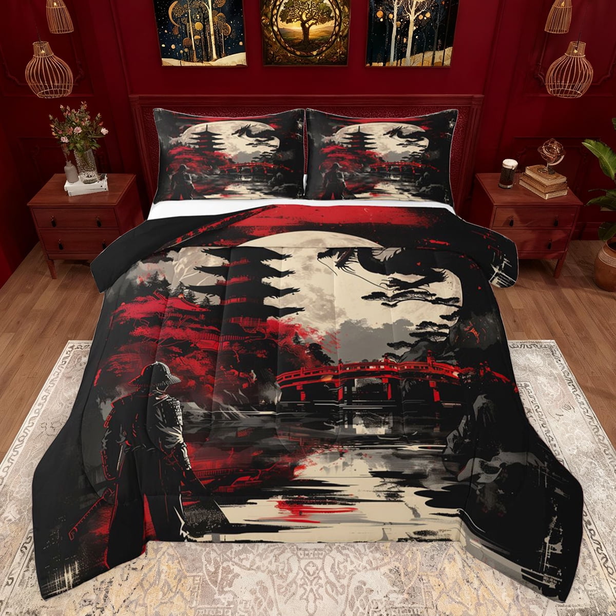 Castle Fairy Japanese Style Full Size Comforter Sets 3-Piece for ...