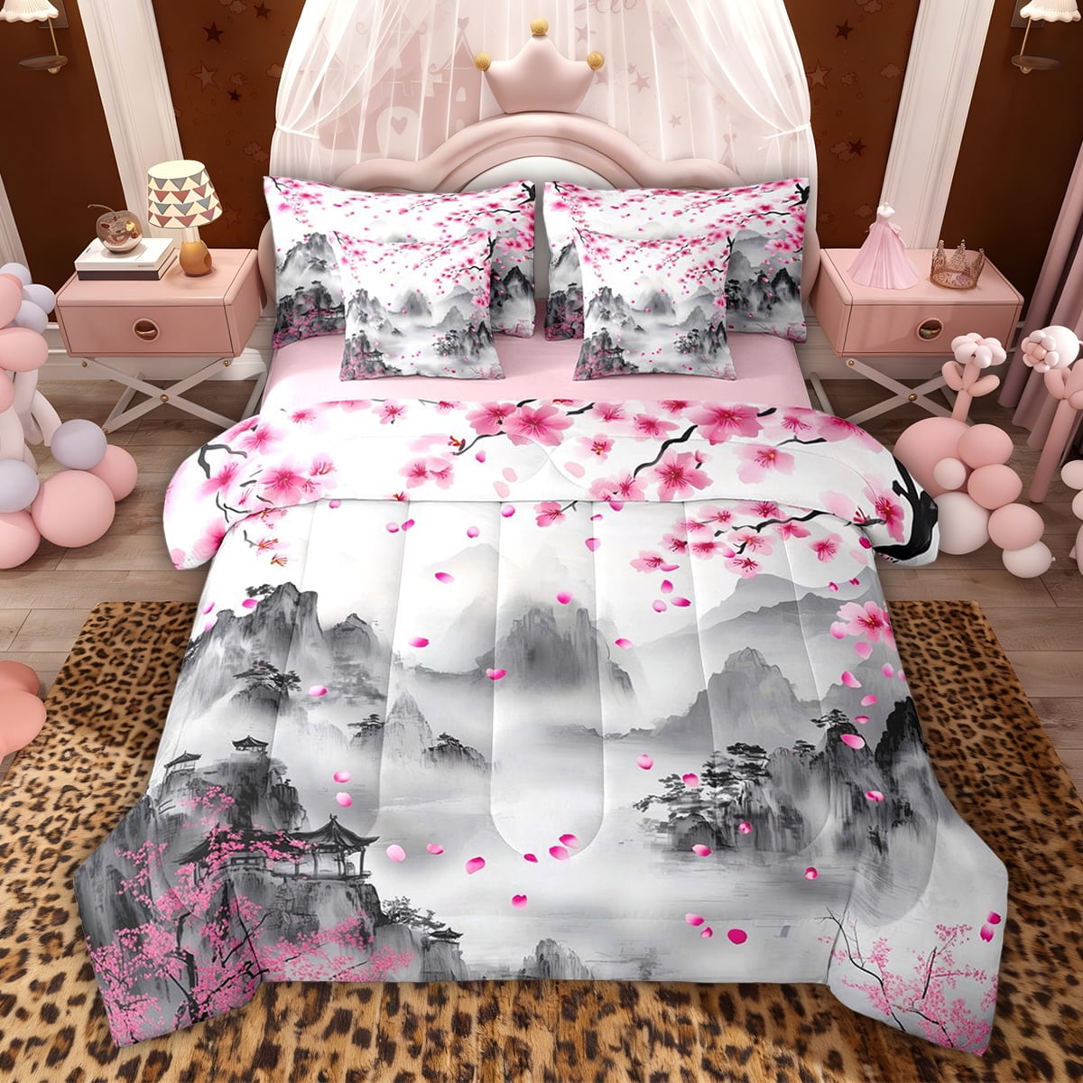 Castle Fairy Japanese Style Twin Bedding Sets,Floral Sakura Bedding ...