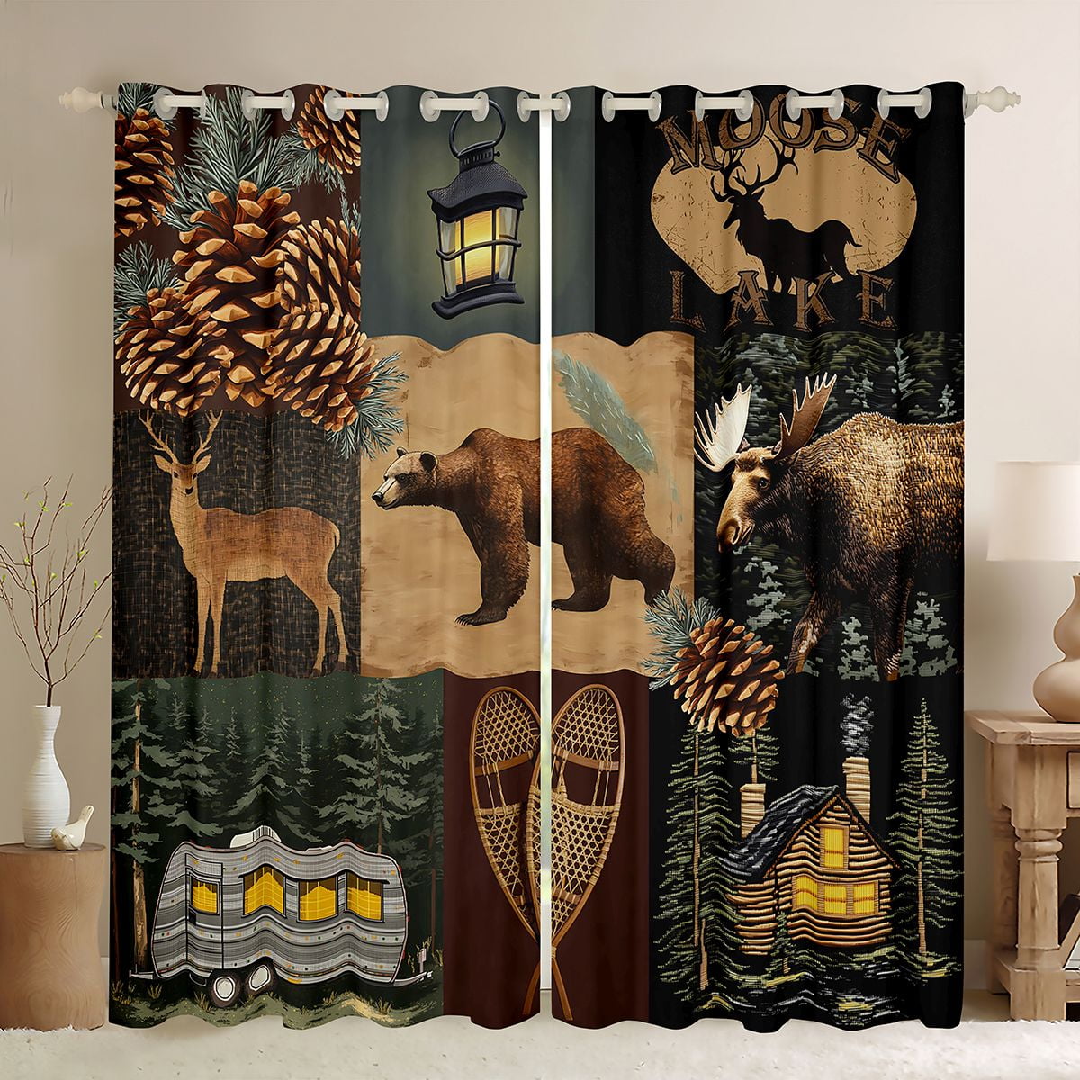 Castle Fairy Jungle Bear Deer Curtains Pack of 2 (42x84 Each),Camping ...