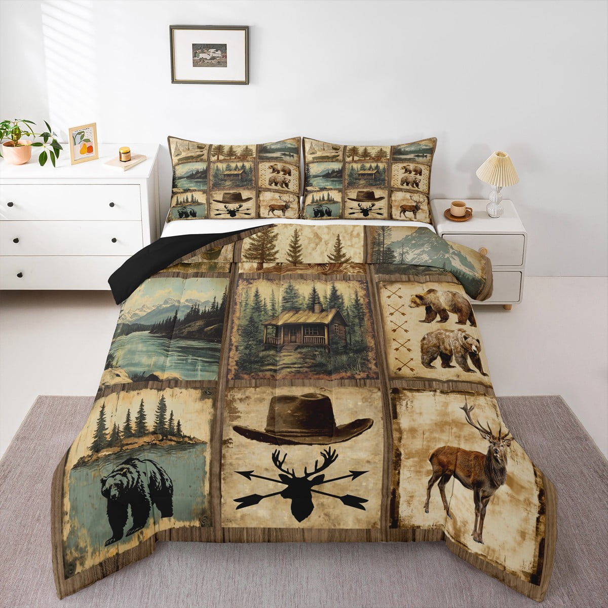 Castle Fairy Jungle Bear Deer Queen Comforter Set,Woodland Animal ...