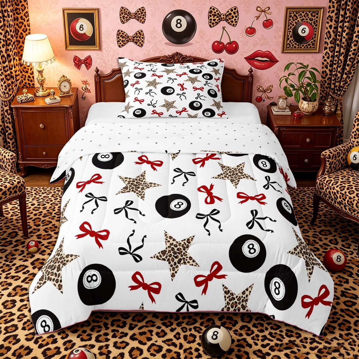 Castle Fairy Kawaii Bow Billiard Sport Twin Comforter Sets 2pcs, Stars ...