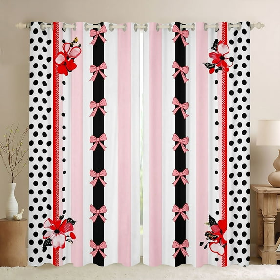Castle Fairy Kawaii Bow Blackout Curtains Set of 2 (52x84 Each),Polka ...