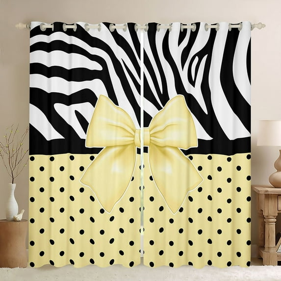 Castle Fairy Kawaii Bow Curtains Pack of 2 (42x84 Each),Zebra Print ...