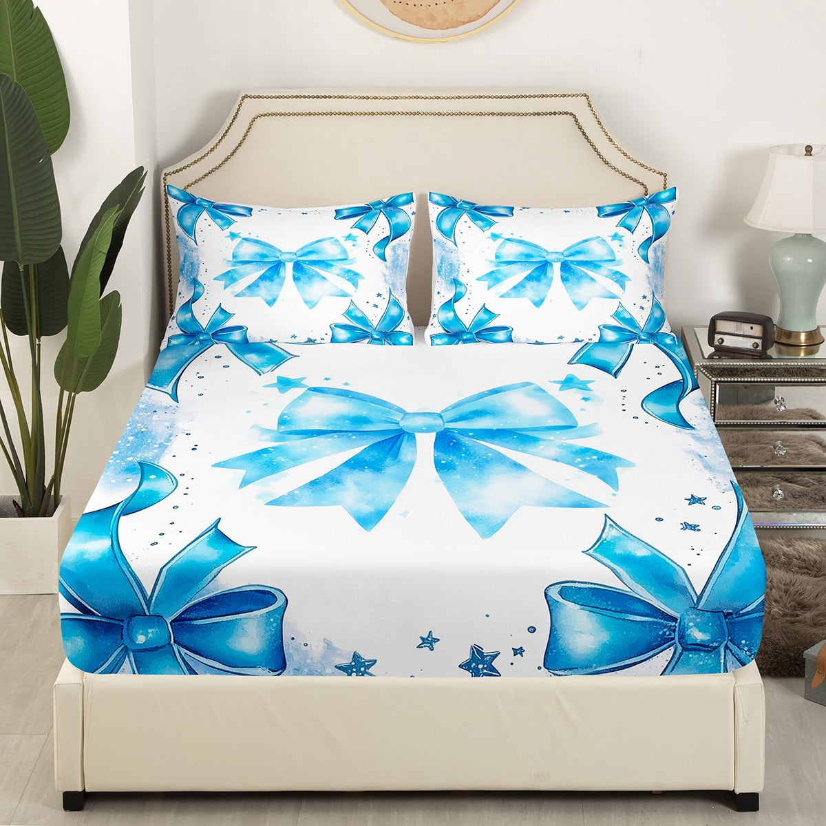 Castle Fairy Kawaii Bowknot 4 Pieces Queen Sheet Sets,Gradient Ombre ...