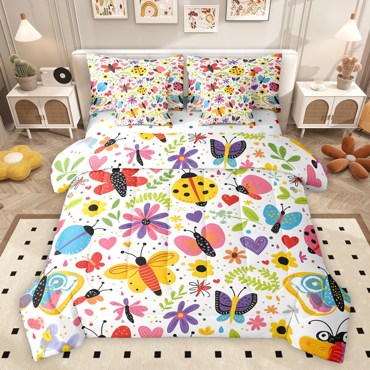 Castle Fairy Kawaii Butterflies Girl Bedding Comforter Set 7-Piece ...
