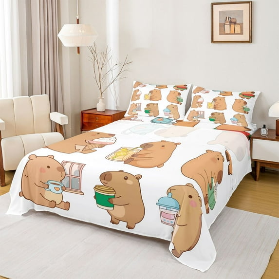 Castle Fairy Kawaii Capybara Bed Sheets for Teens Female Men,Cute ...