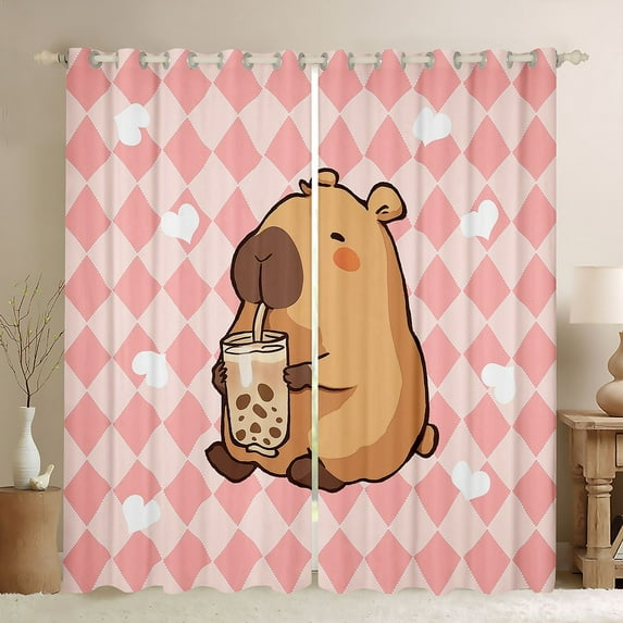 Castle Fairy Kawaii Capybara Curtains Pack of 2 (42x84 Each),Cute ...