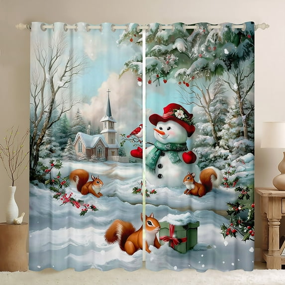 Castle Fairy Kawaii Christmas Snowman Curtains Pack of 2 (42x84 Each ...