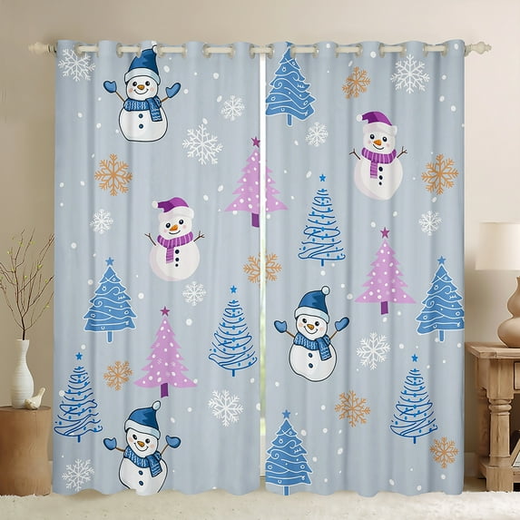 Castle Fairy Kawaii Christmas Snowman Curtains Pack of 2 (42x84 Each ...