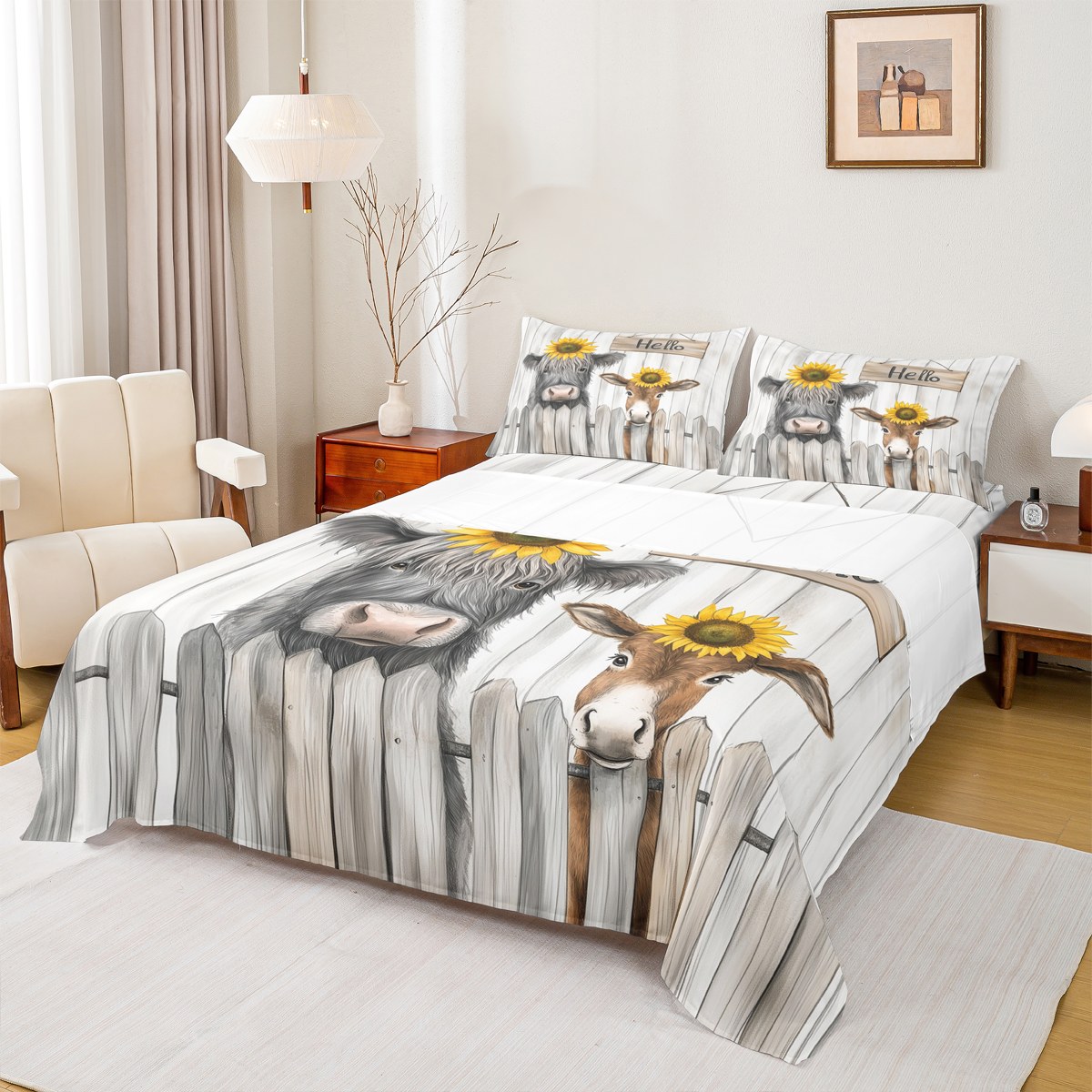 Castle Fairy Kawaii Cow Donkey 4pcs Bed Sheets for Children Teens ...