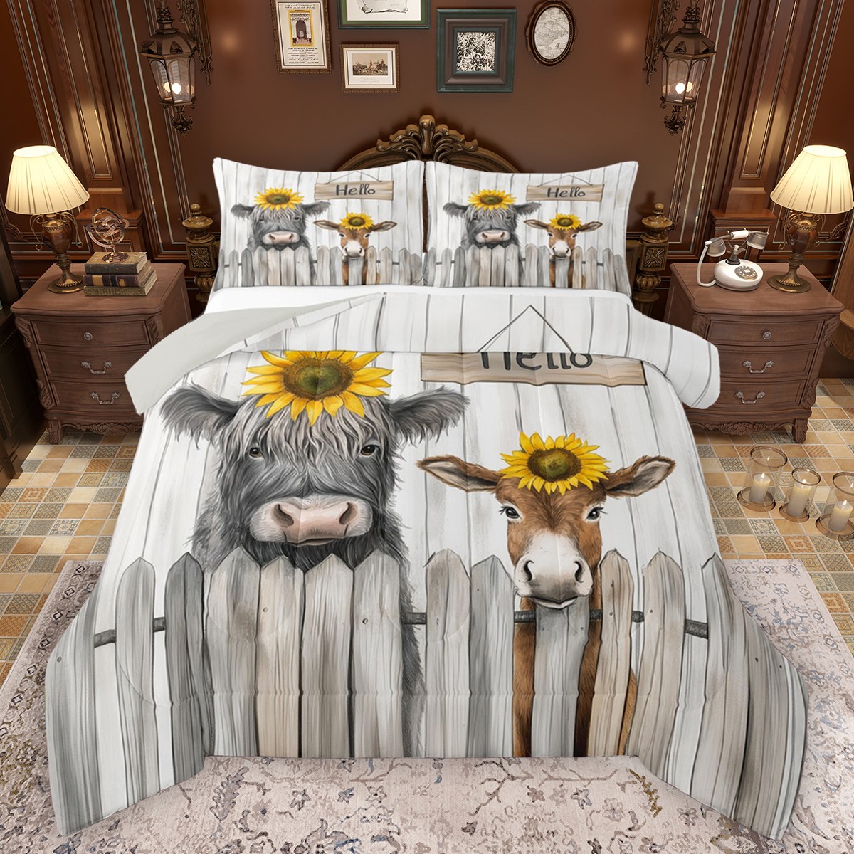 Castle Fairy Kawaii Cow Donkey Bedding Comforter Set 2pcs for Children ...