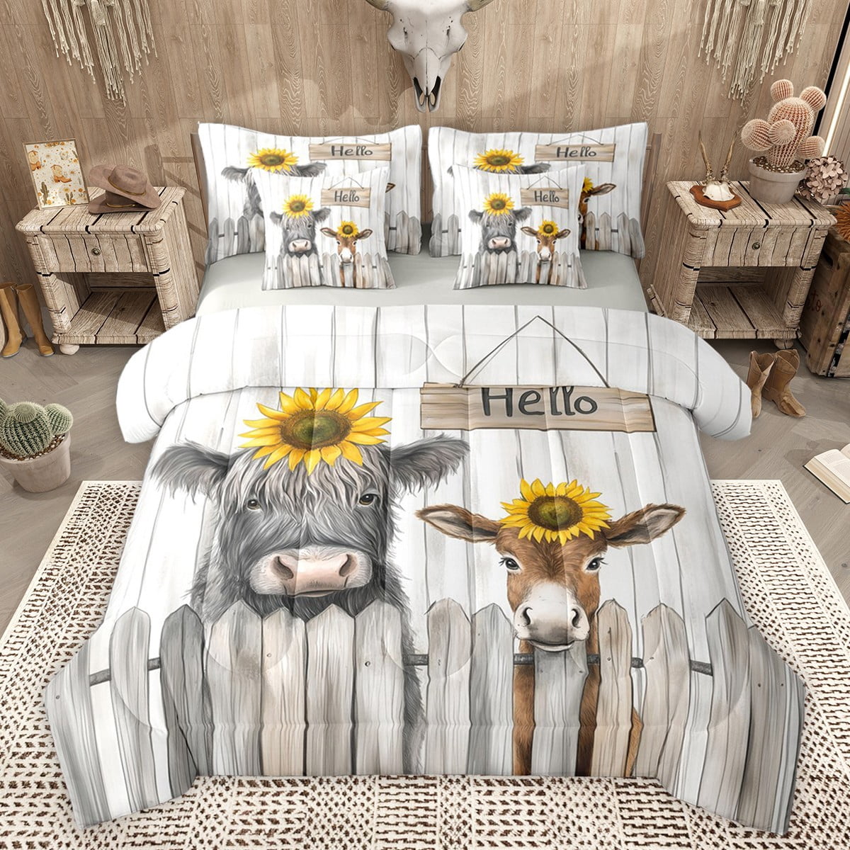 Castle Fairy Kawaii Cow Donkey Bedding Comforter Set 7-Piece for ...