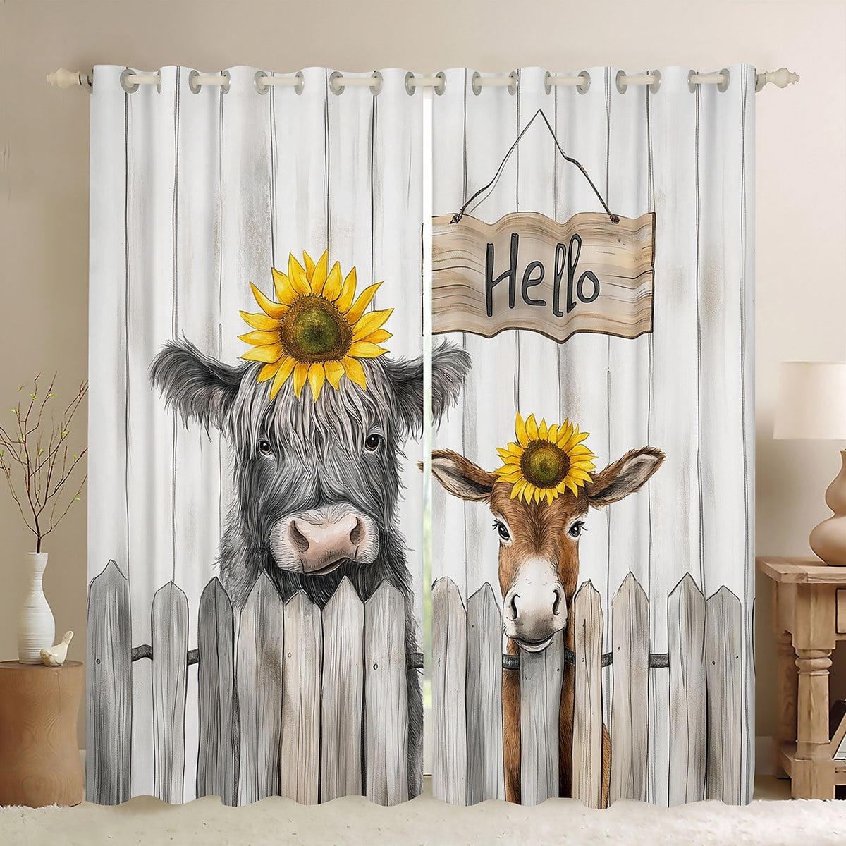 Castle Fairy Kawaii Cow Donkey Black Out Curtains for Children Teens ...