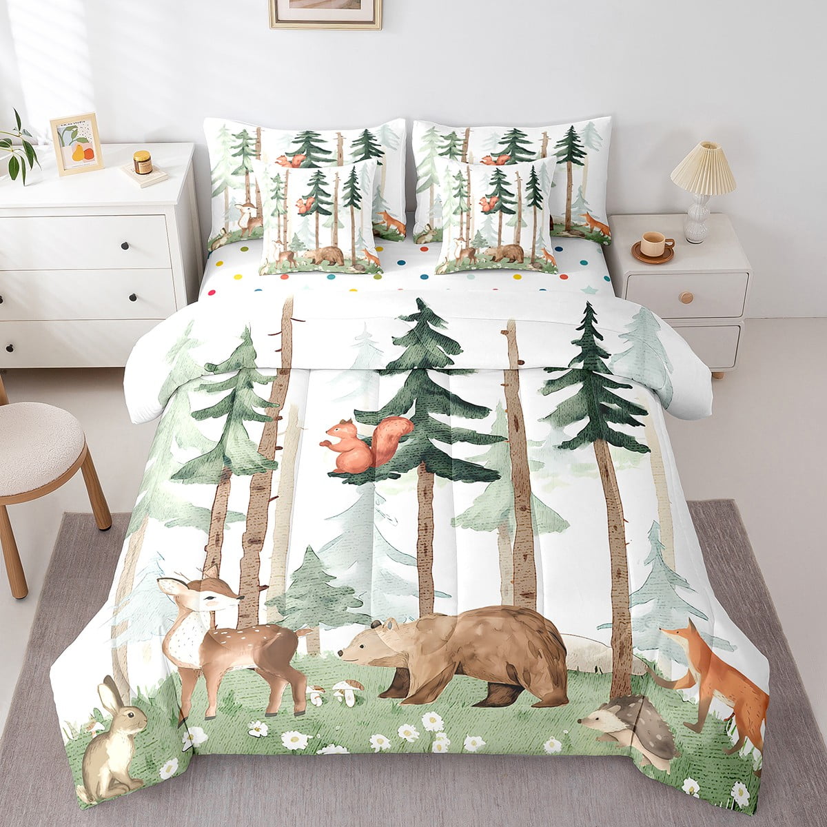 Castle Fairy Kawaii Deer Fox Bear Bedding Comforter Set,Rabbit Squirrel ...
