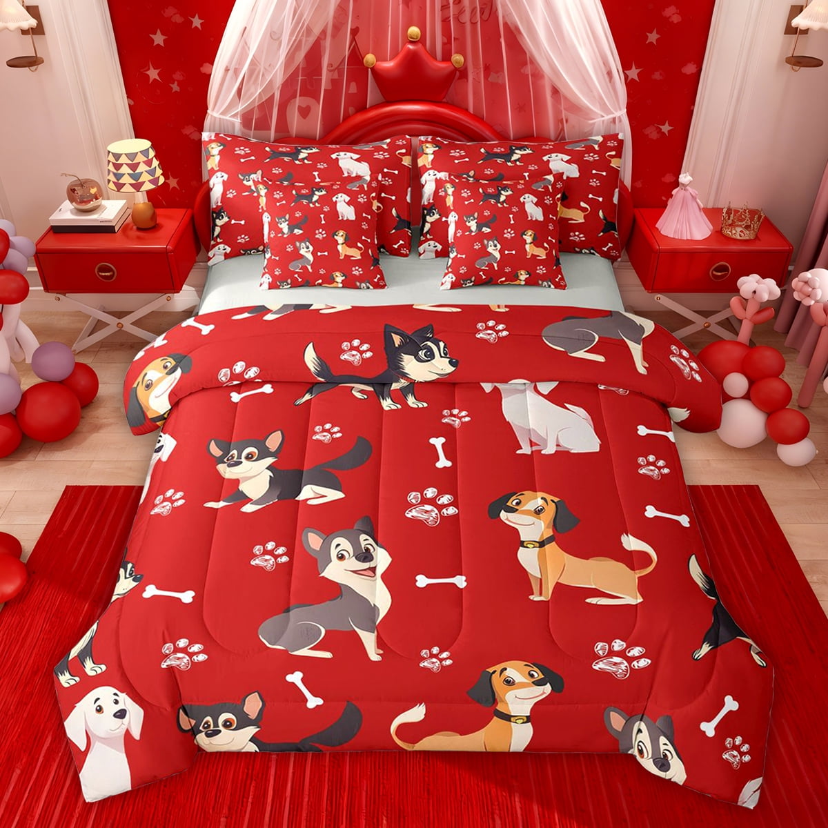 Castle Fairy Kawaii Dog Twin Bedding Sets,Cartoon Animal Bedding ...