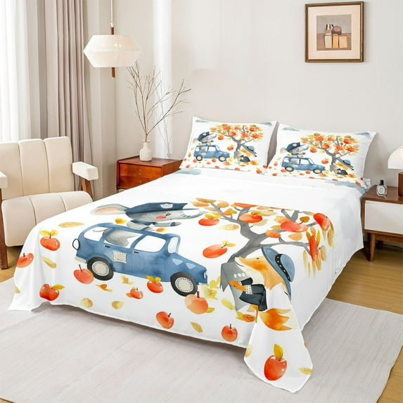 Castle Fairy Kawaii Fox Elephant Police Queen Sheet Sets,Cartoon Car ...