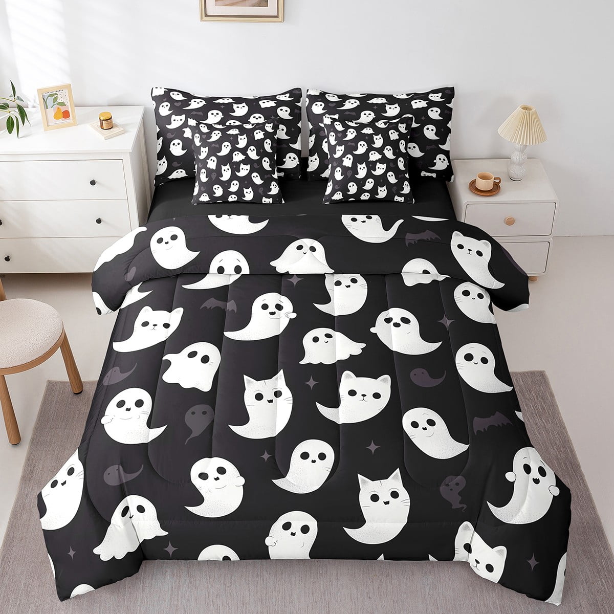 Castle Fairy Kawaii Ghost 7 Pieces Bedding Comforter Set,Spooky Animal ...