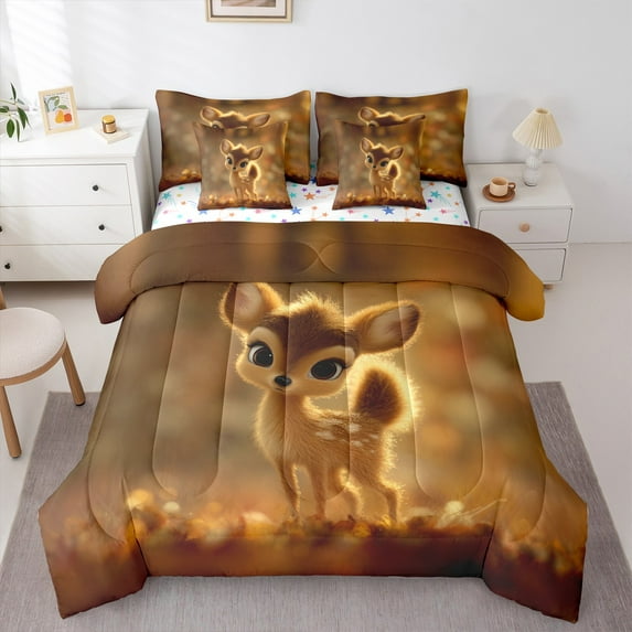 Castle Fairy Kawaii Jungle Deer Bedding Comforter Set 7pcs for Kids ...