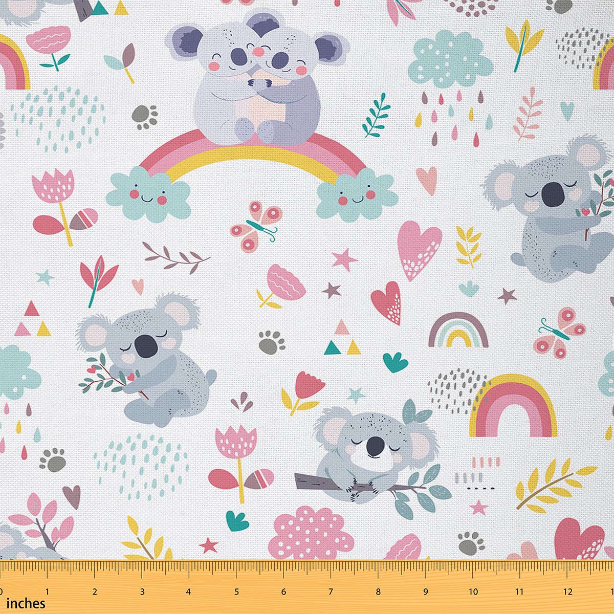 Castle Fairy Kawaii Koala Fabric by the Yard 10 Yard,Floral Rainbow ...