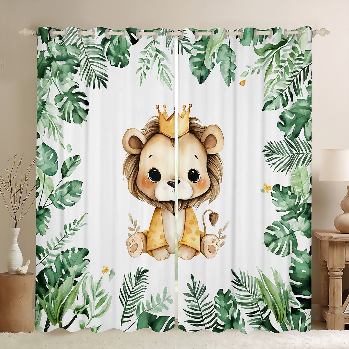 Castle Fairy Kawaii Lion Animal Curtains Pack of 2 (42x84 Each ...