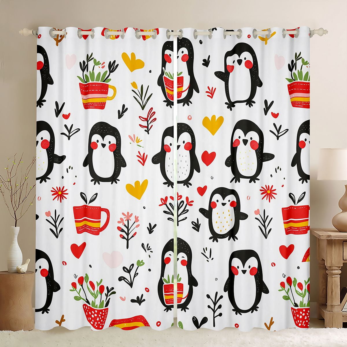 Castle Fairy Kawaii Penguin Blackout Curtains Set of 2 (52x84 Each ...