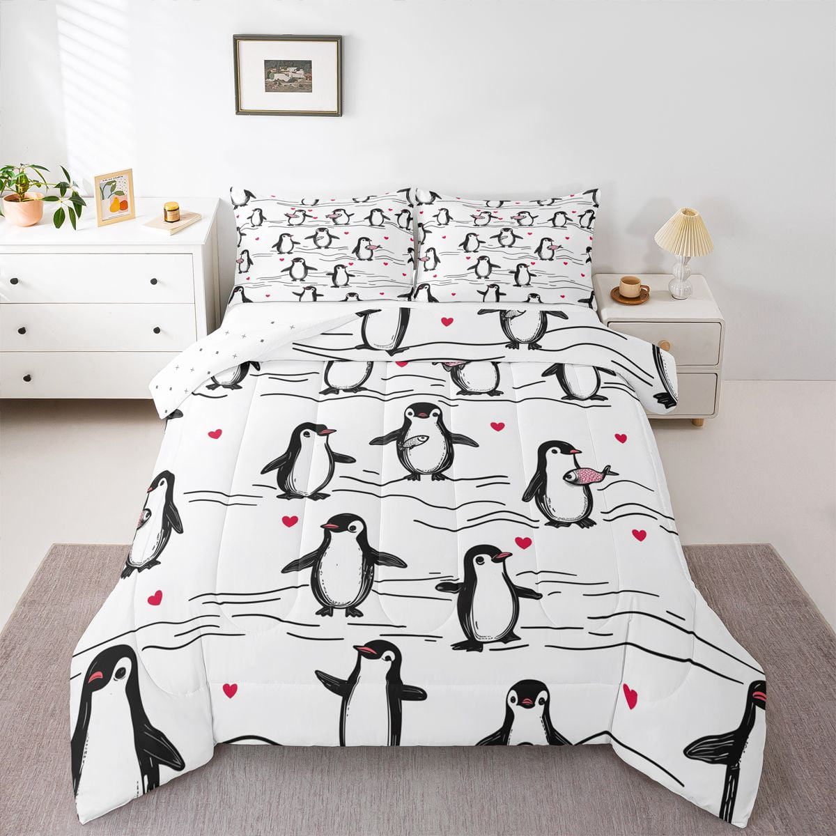 Castle Fairy Kawaii Penguin Twin Comforter Sets for Preppy Kids,Love ...