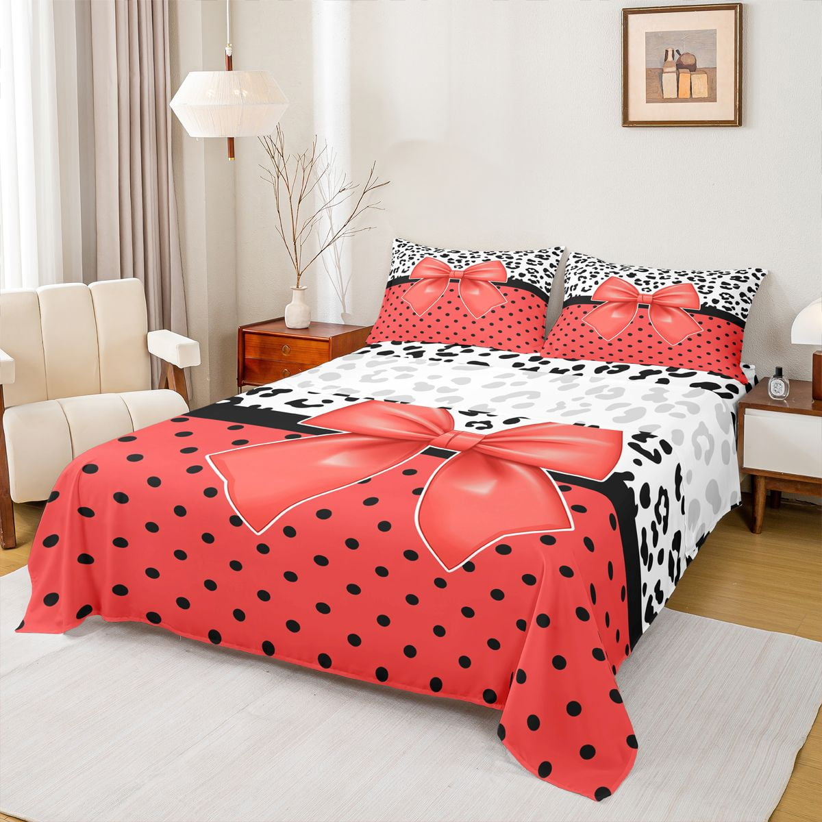 Castle Fairy Kawaii Ribbon Bow Bed Sheets for Boys Girls,Animal Leopard ...