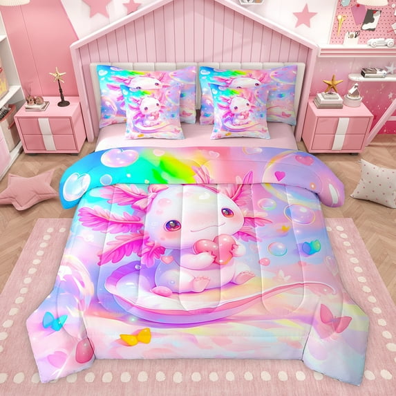 Castle Fairy Kawaii Salamander Bedding Comforter Set,Dreamy Love Heart ...