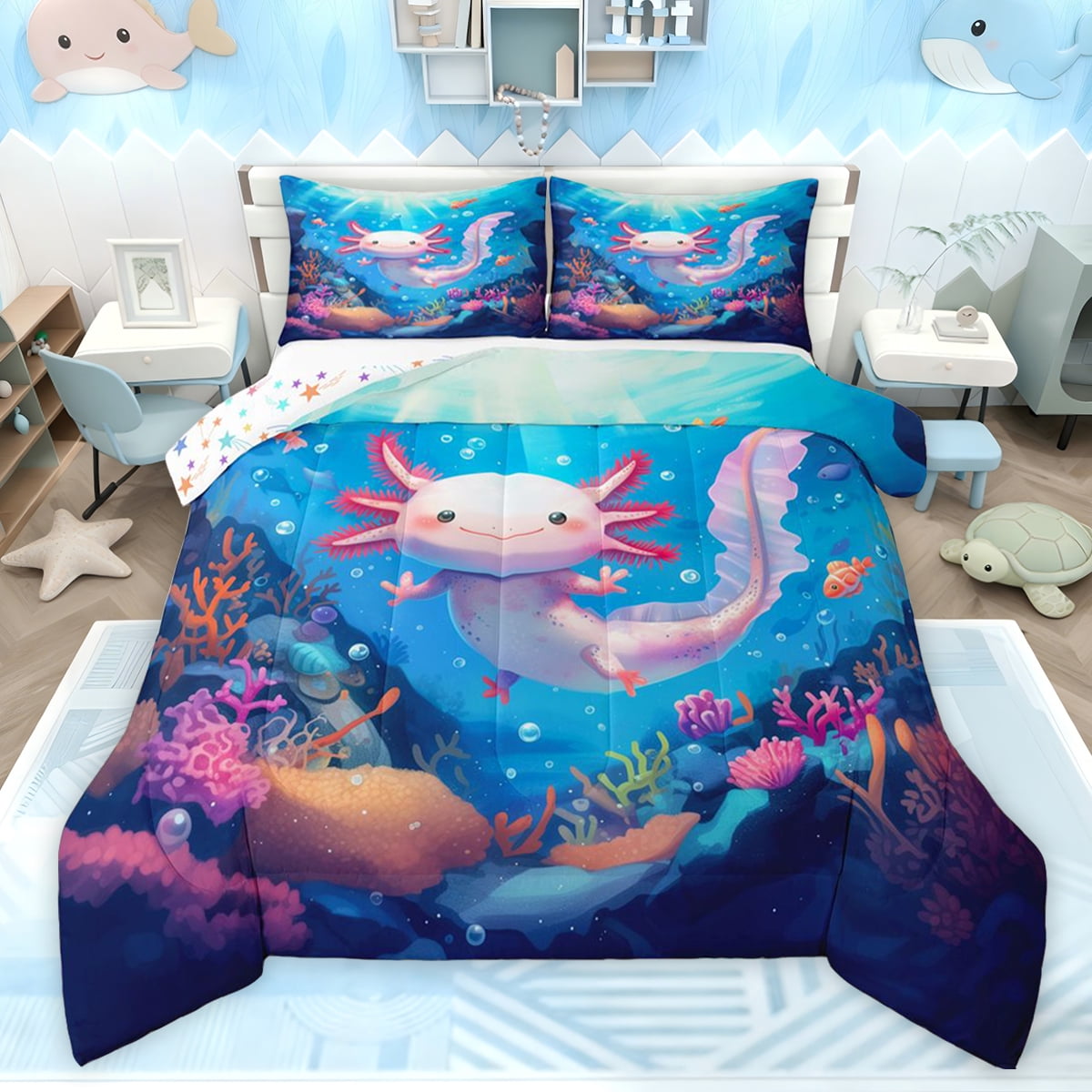 Castle Fairy Kawaii Sea Salamander Full Size Comforter Sets,Underwater ...