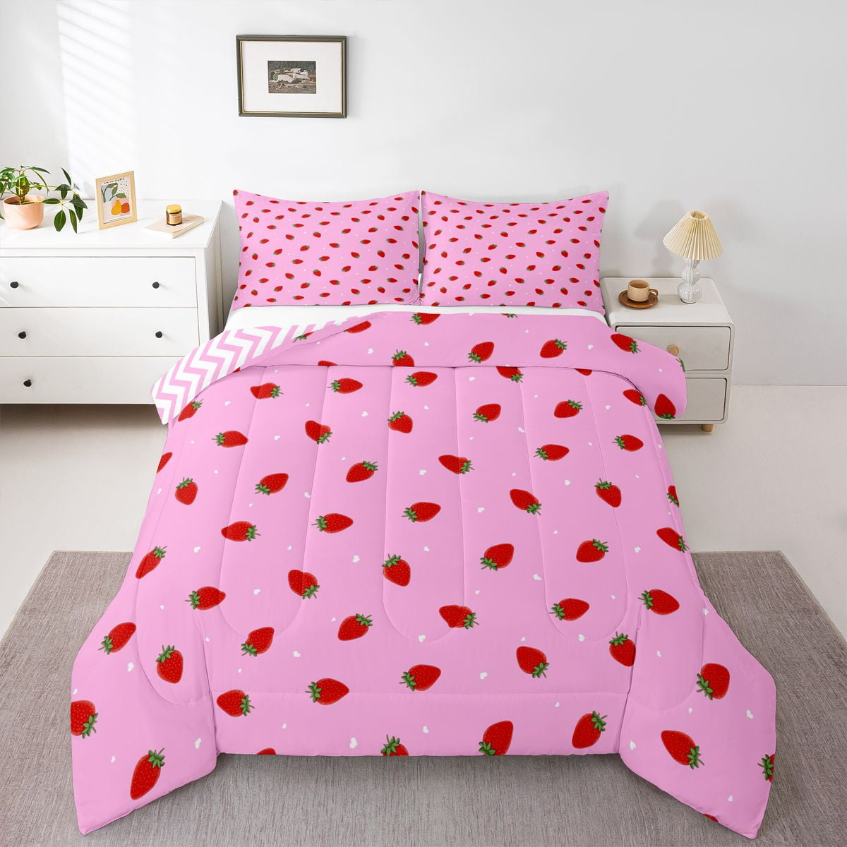 Castle Fairy Kawaii Strawberry Full Size Comforter Sets,Cute Food ...