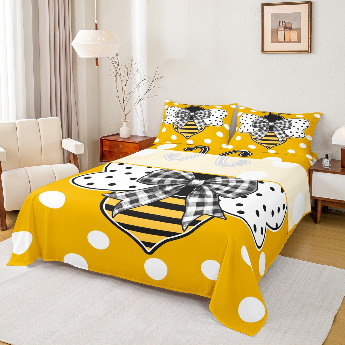 Castle Fairy Kids Animal Honeybee 4-Piece Full Size Sheets,Plaid Bow ...