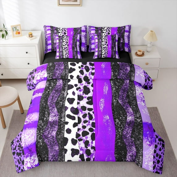Castle Fairy Kids Animal Print Patchwork Bedding Comforter Set,Stripes ...