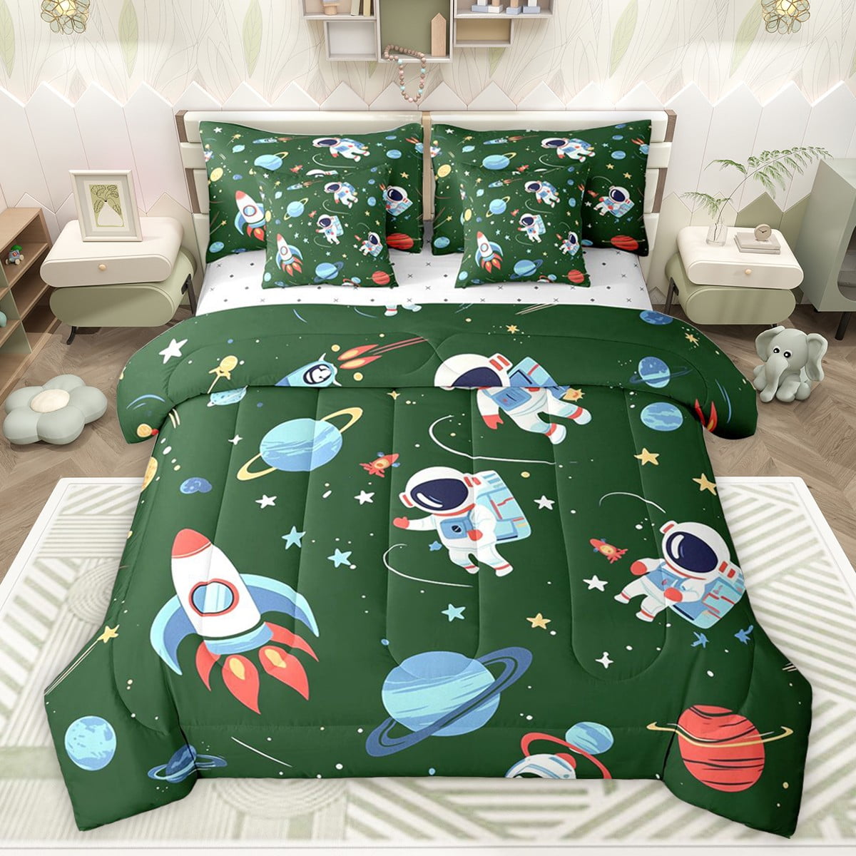 Castle Fairy Kids Boys Girls Cartoon Astronaut Rocket Bedding Comforter ...