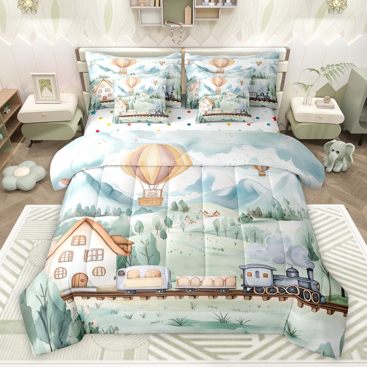 Castle Fairy Kids Boys Girls Cartoon Railway Train Bedding Comforter ...