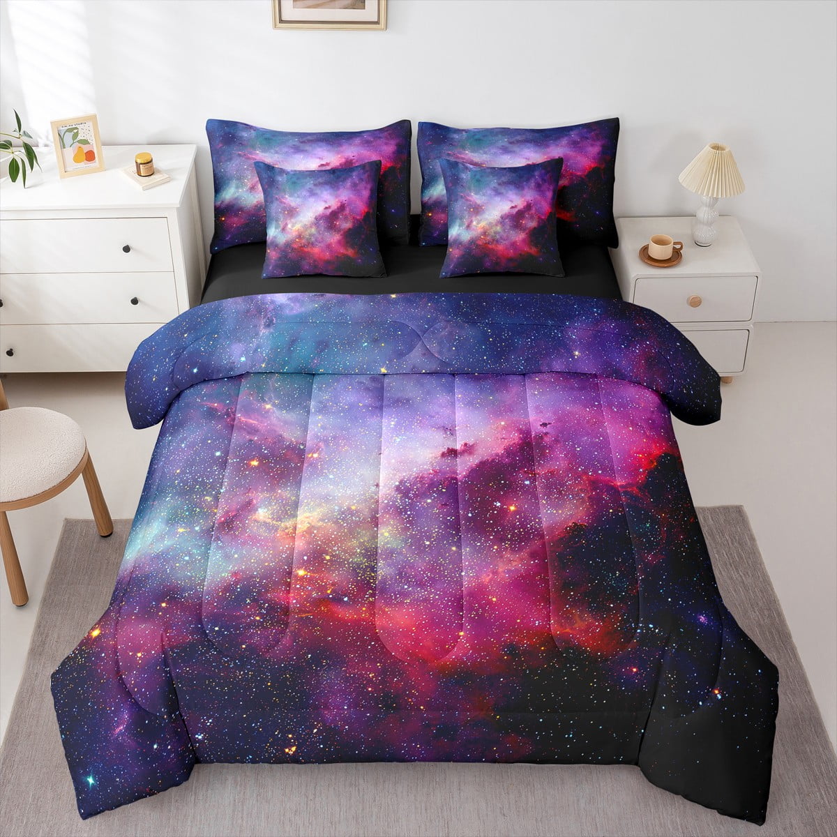 Castle Fairy Kids Boys Girls Gradient Universe Galaxy Bedding Comforter ...