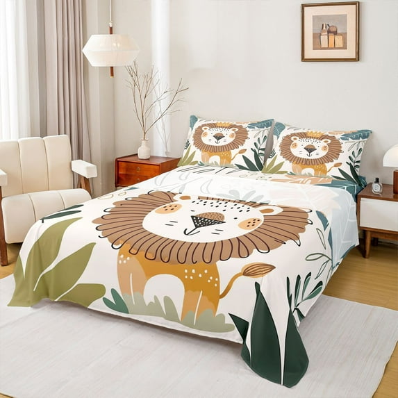 Castle Fairy Kids Boys Girls Kawaii Lion Animal Twin Sheet Sets,Cartoon ...