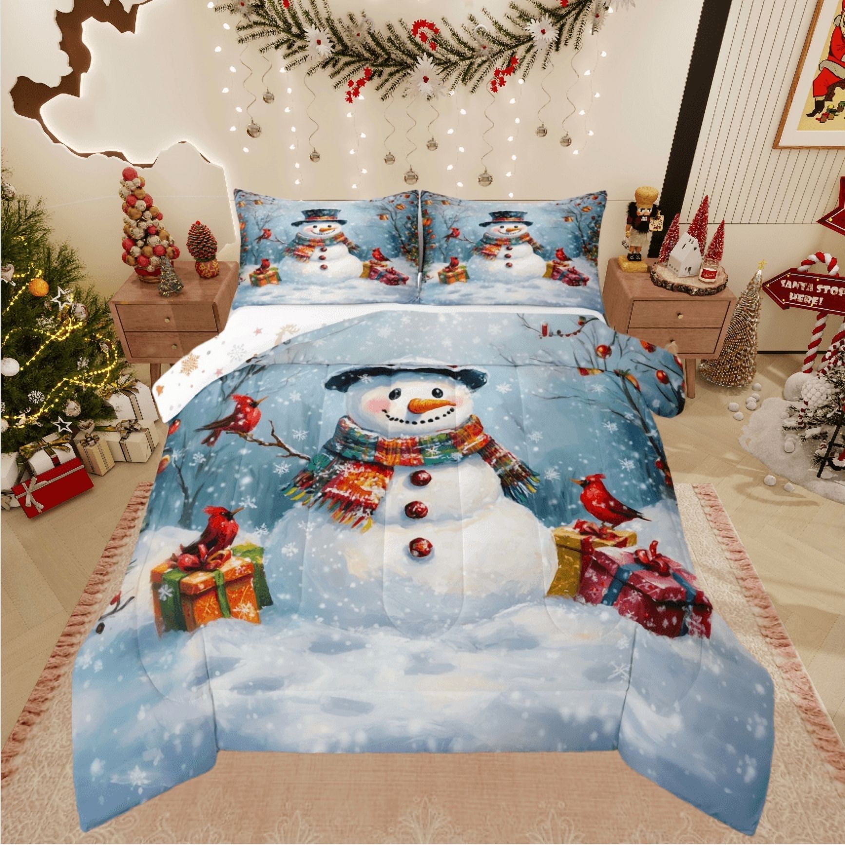 Castle Fairy Kids Cardinal Bird 3 Pieces Queen Comforter Set,Christmas ...