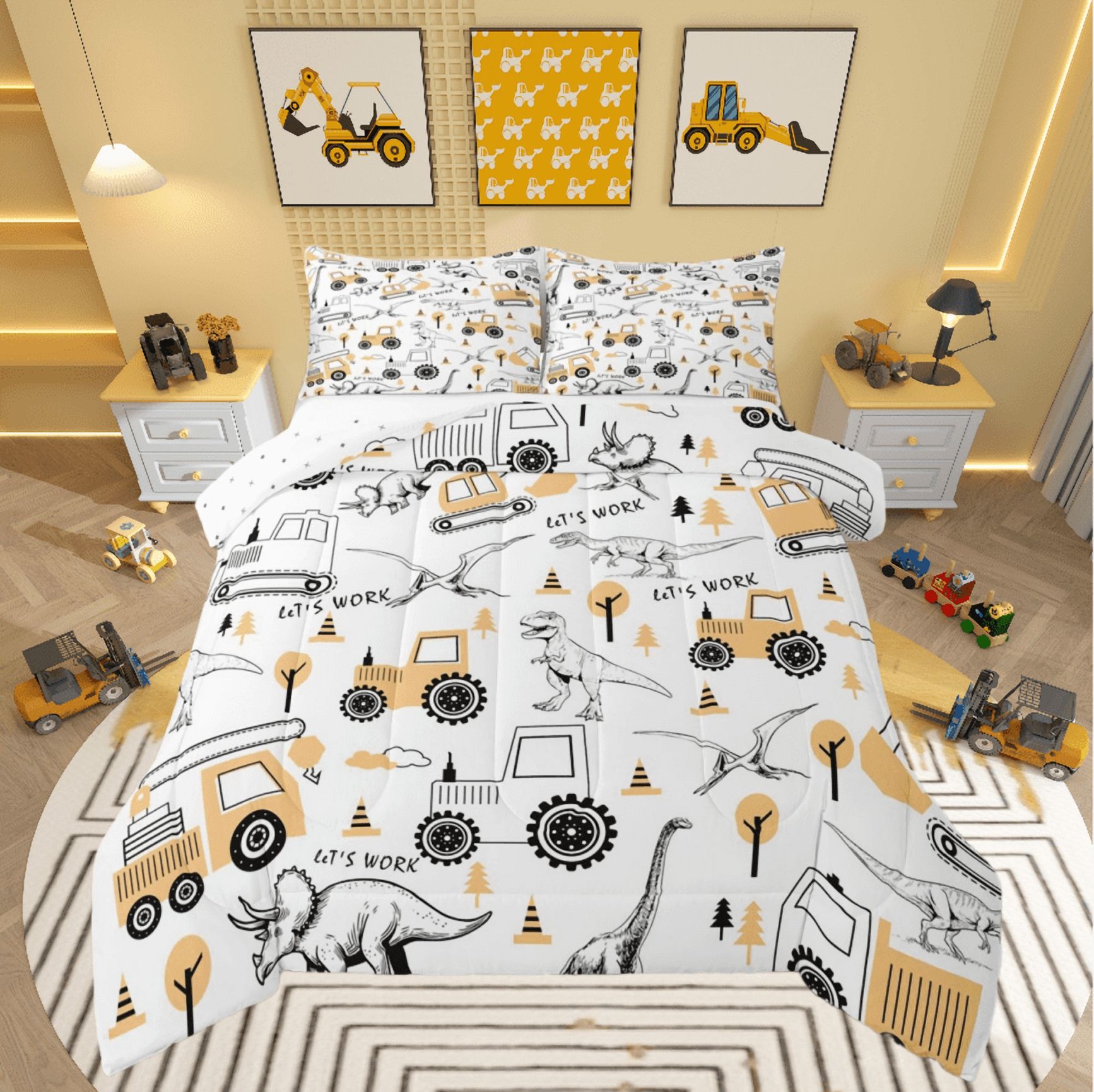 Castle Fairy Kids Cartoon Truck 3-Piece Full Size Comforter Sets,Kawaii ...