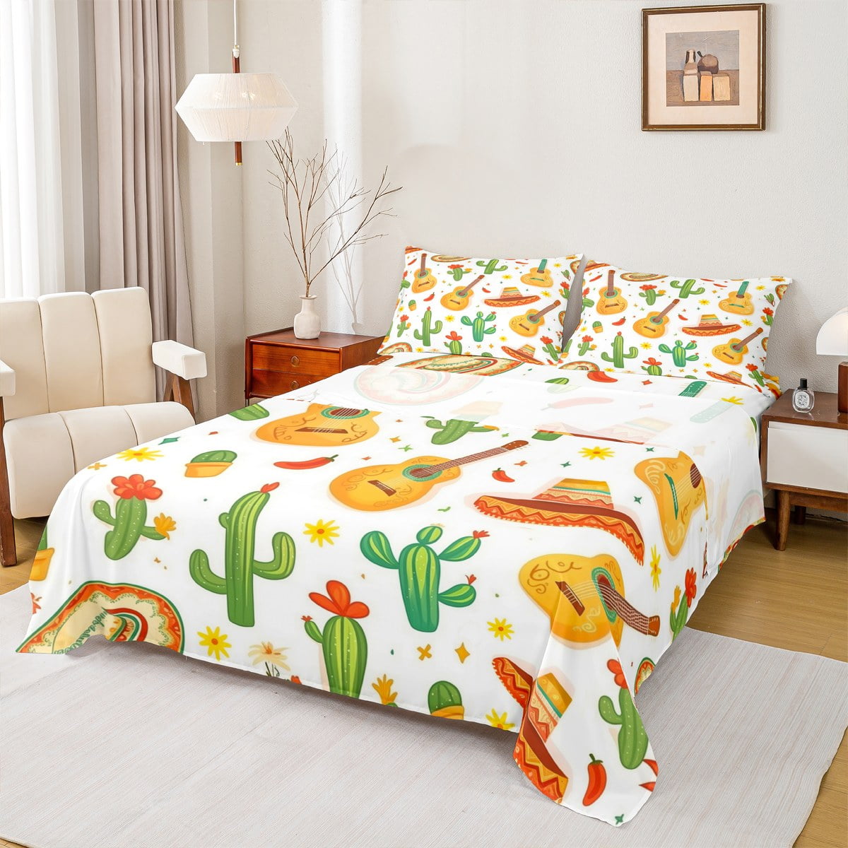 Castle Fairy Kids Child Music Guitar Bed Sheets,Western Cactus King ...