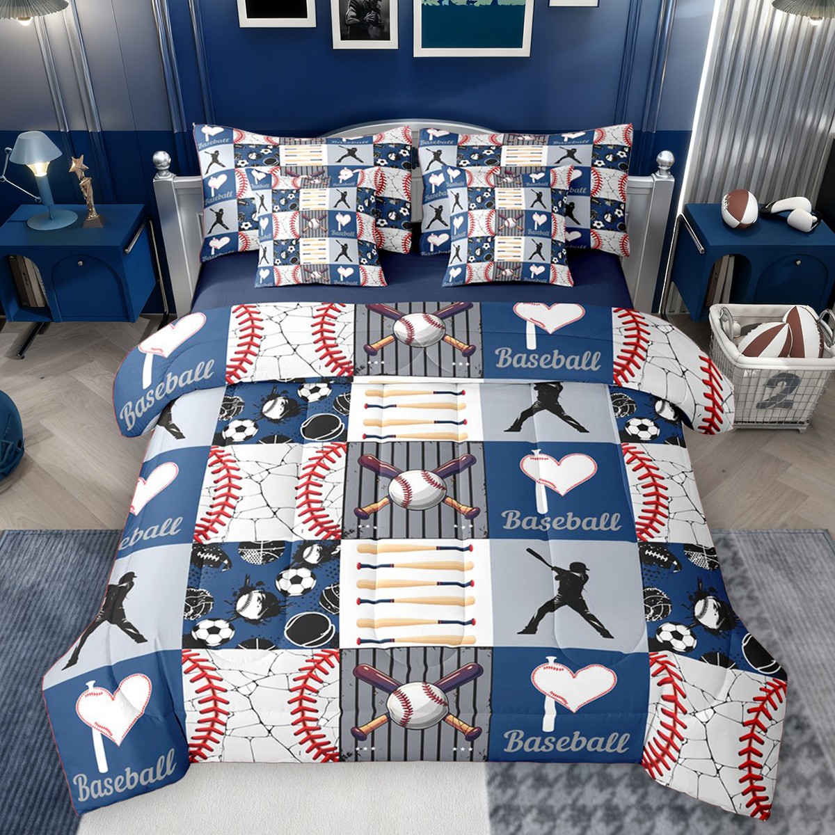 Castle Fairy Kids Children Adults Baseball Print Bedding Comforter Set ...