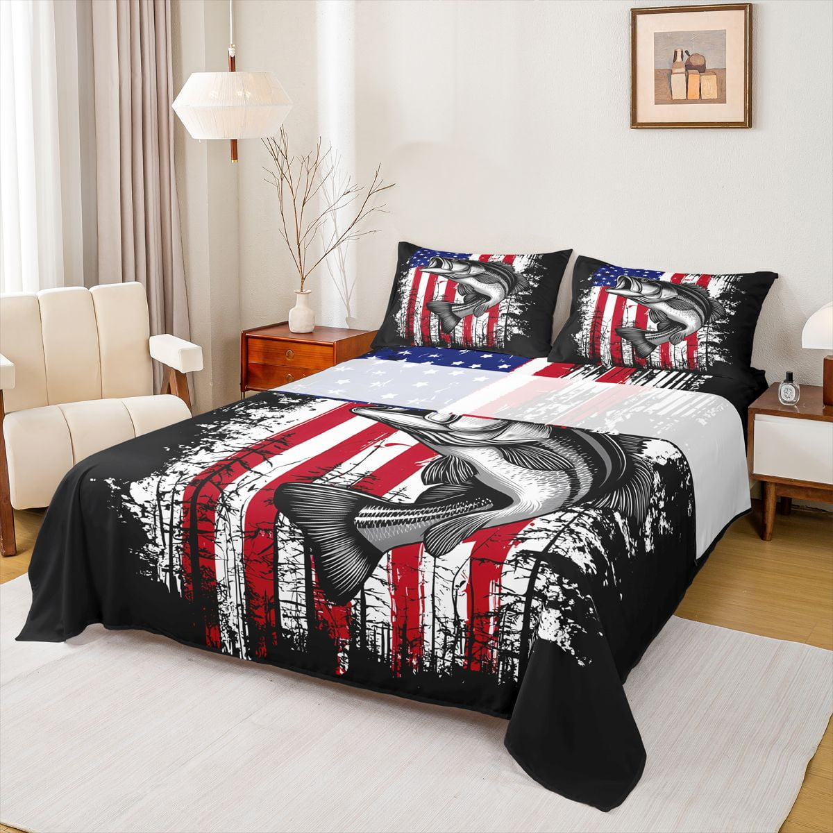 Castle Fairy Kids Children Big Bass Fish Twin Sheet Sets,Vintage ...