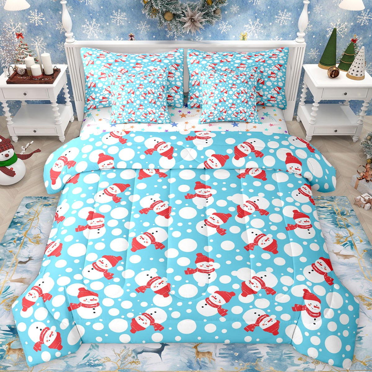 Castle Fairy Kids Children Cartoon Snowman Bedding Comforter Set 7 ...