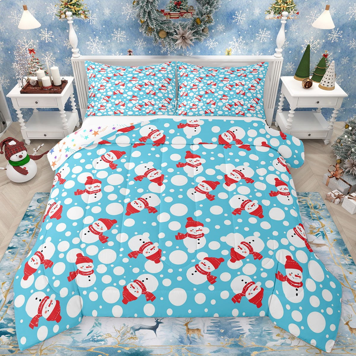 Castle Fairy Kids Children Cartoon Snowman Full Size Comforter Sets 3 ...