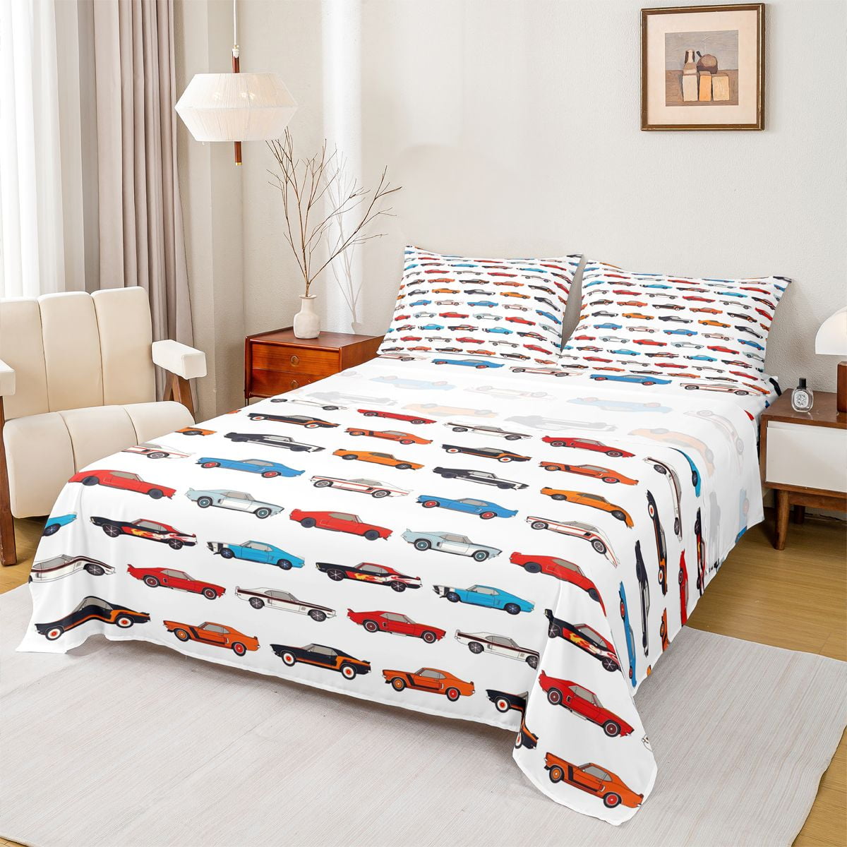 Castle Fairy Kids Children Colorful Car 4 Pieces Queen Sheet Sets ...