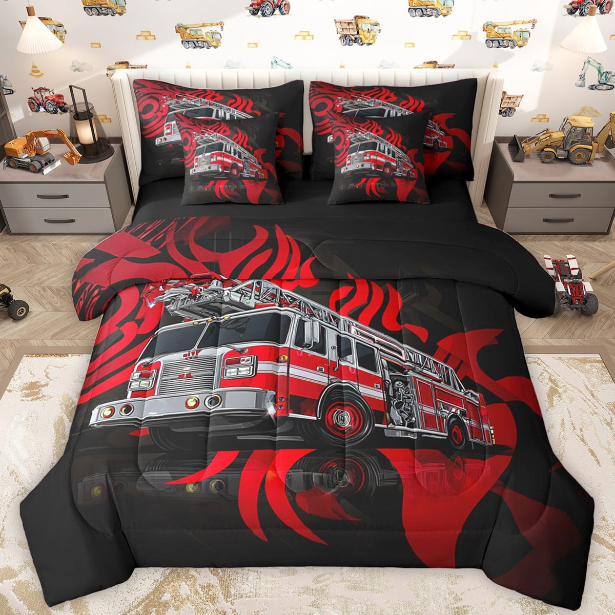 Castle Fairy Kids Children Fire Truck Bedding Comforter Set 7-Piece ...