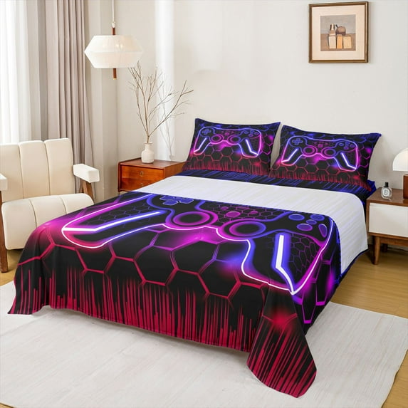 Castle Fairy Kids Children Gradient Hexagon Gamer Twin Sheet Sets ...