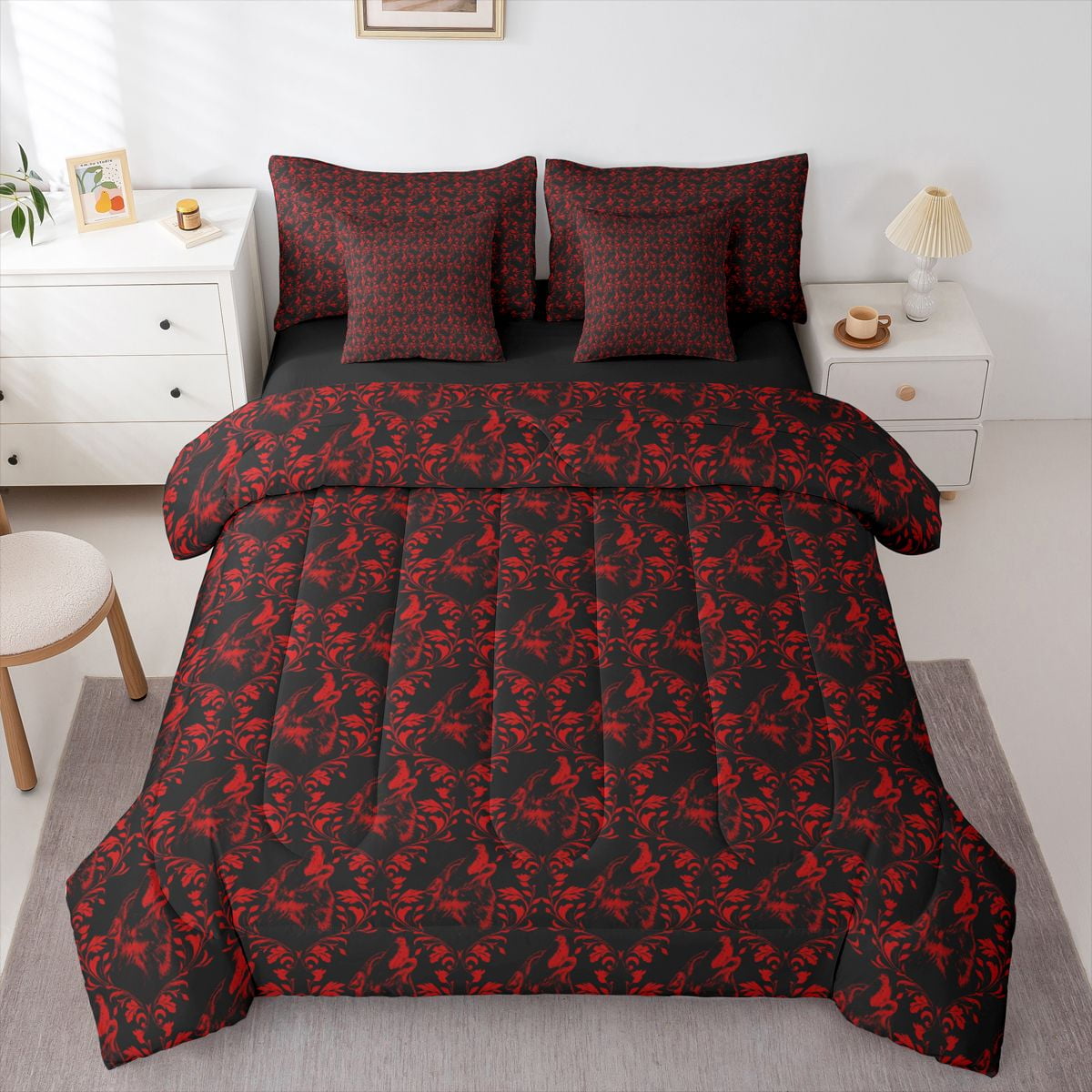 Castle Fairy Kids Children Safari Wolf Twin Bedding Sets,Boho Damask ...