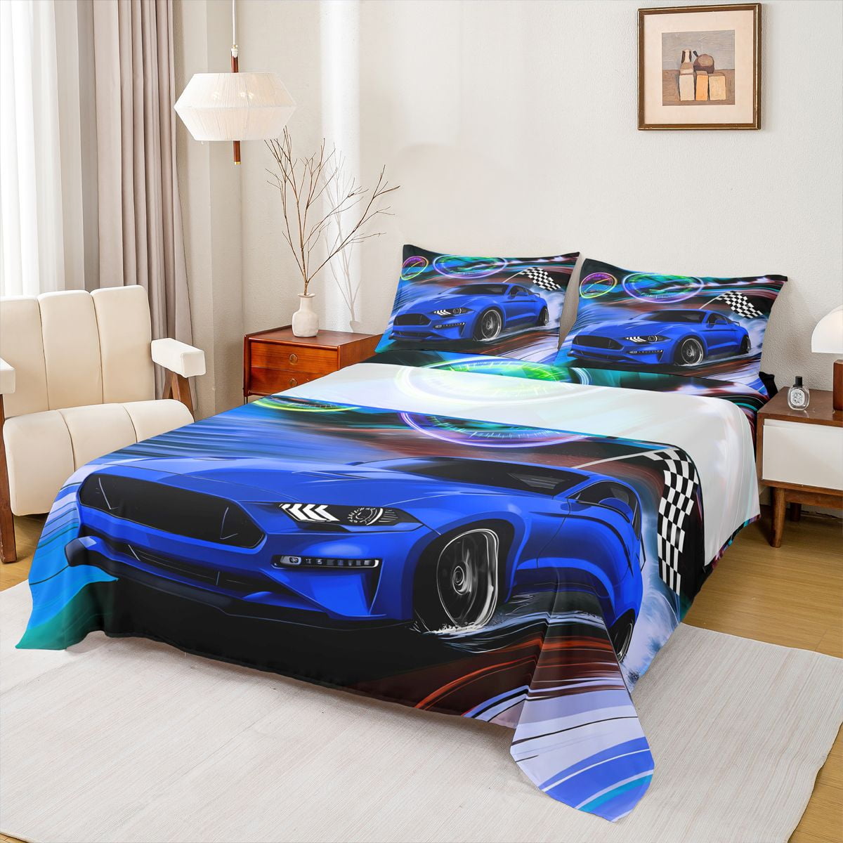 Castle Fairy Kids Children Speed Race Car Bed Sheets,Sport King Sheets ...